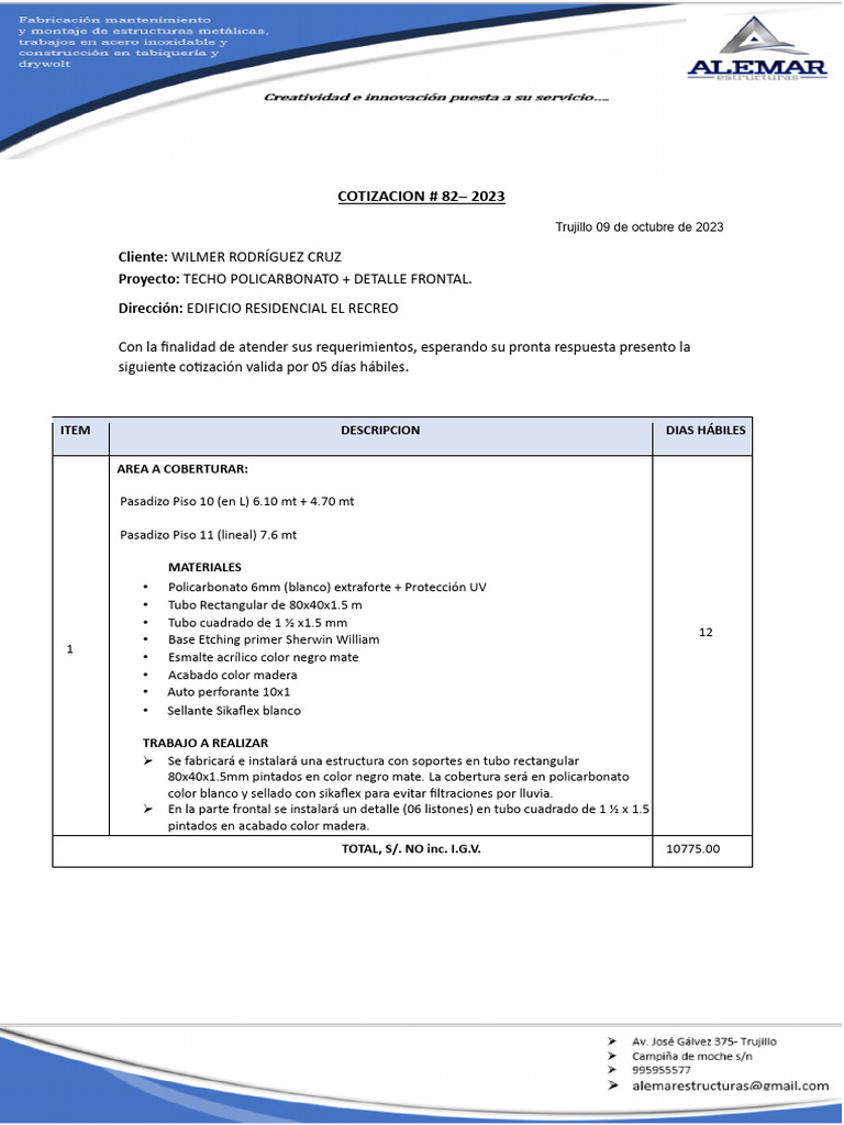 Coti. Techo Policarbonato+Detalle Frontal | PDF