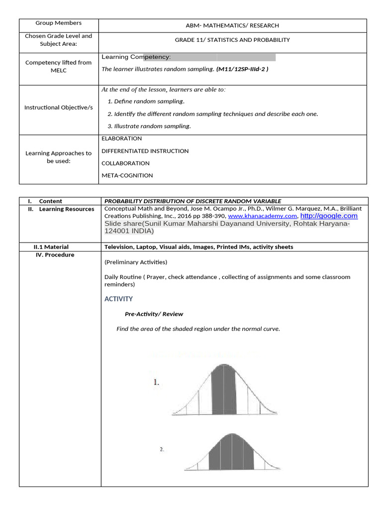 Abm Output Pdf Sampling Statistics Teachers