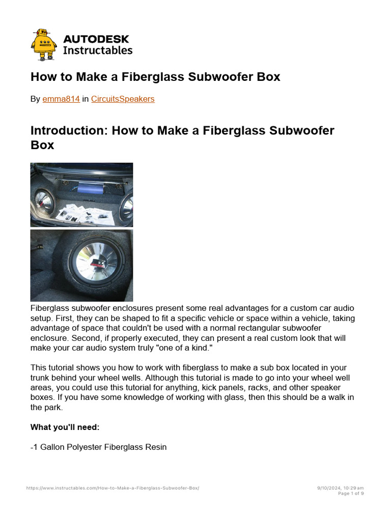 How To Make A Fiberglass Subwoofer Box - 19 Steps (With Pictures) - Instructable | PDF ...