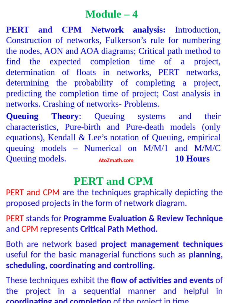 M4 1 PERT & CPM Introduction | PDF | Applied Mathematics