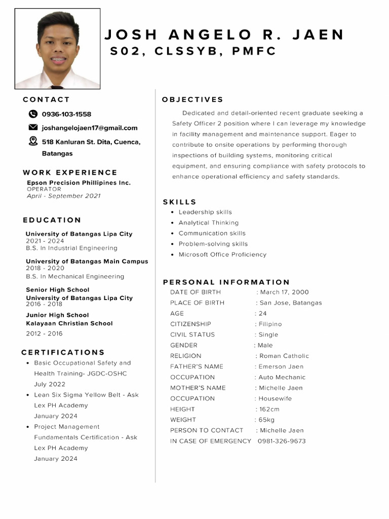 Josh Angelo Jaen S02 Updated | PDF