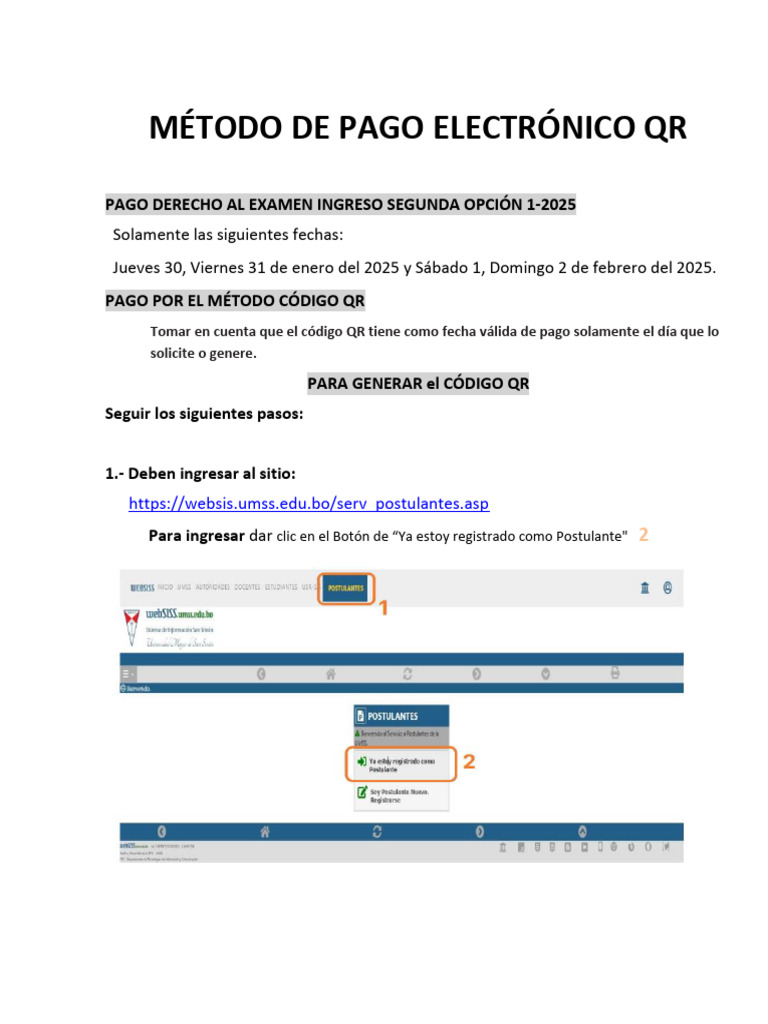 Metodo Pago QR Exameningreso 2op 1 2025 | PDF