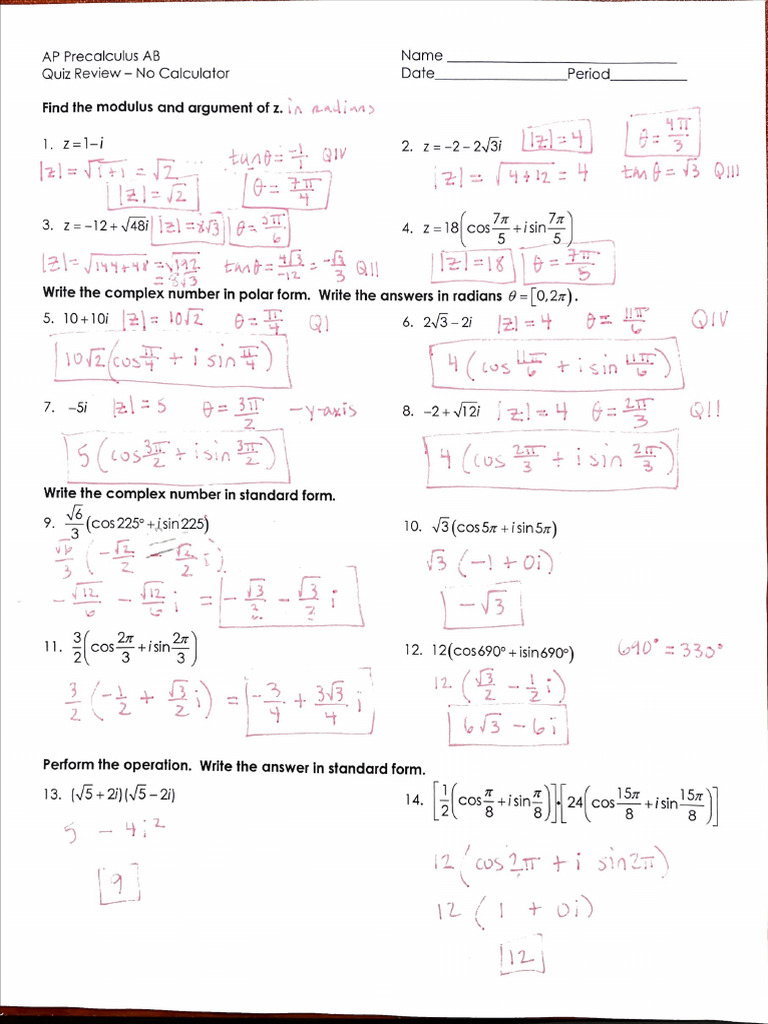 Quiz Review Key | PDF