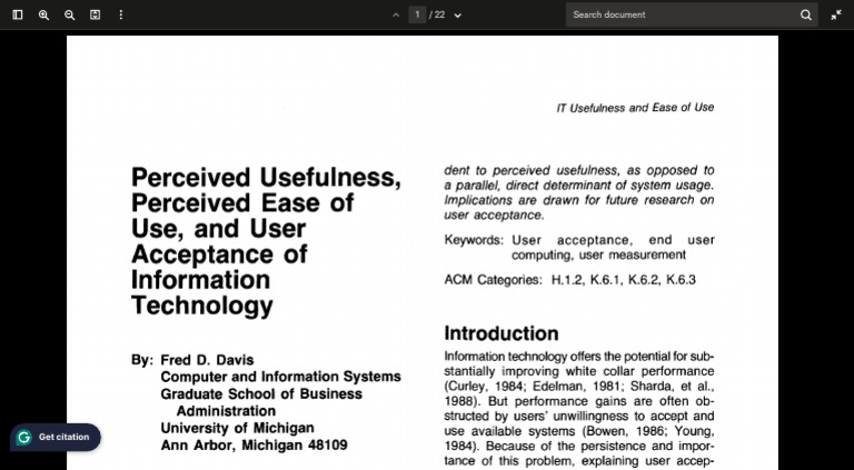 Perceived Usefulness, Perceived Ease of Use, and User Acceptance of Information Technology on ...