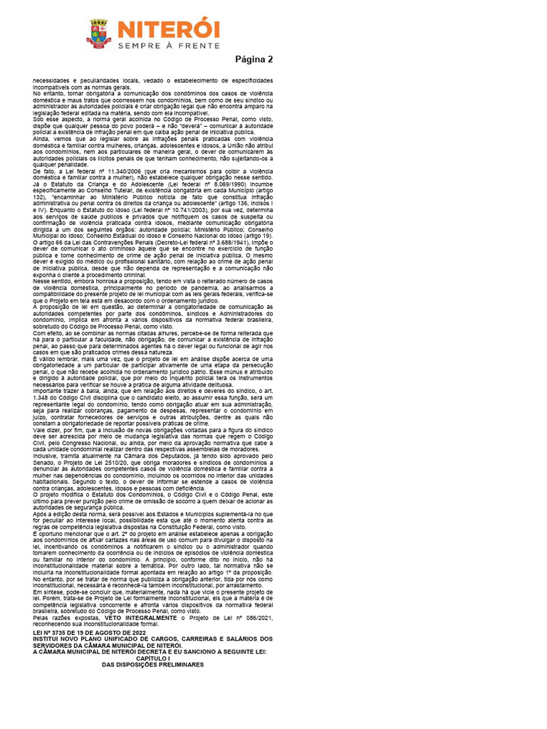 Camara de Niteroi Pccs | PDF | Férias trabalhistas | Condomínio