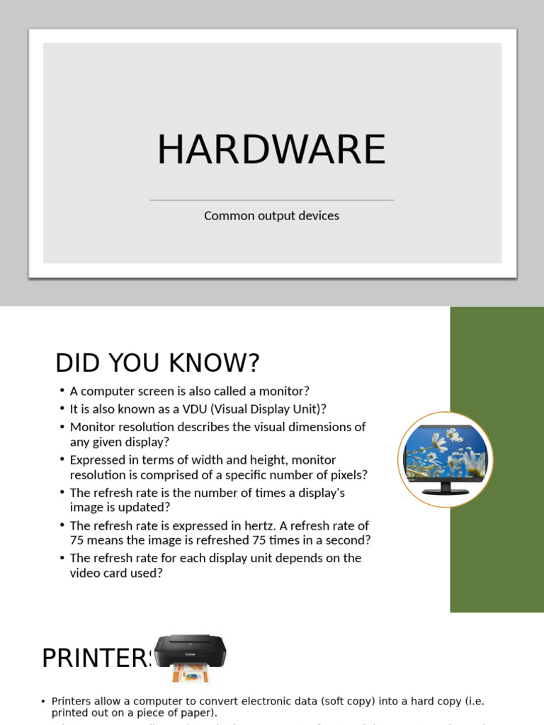 6.2_Hardware | PDF | Printer (Computing) | Computer Monitor