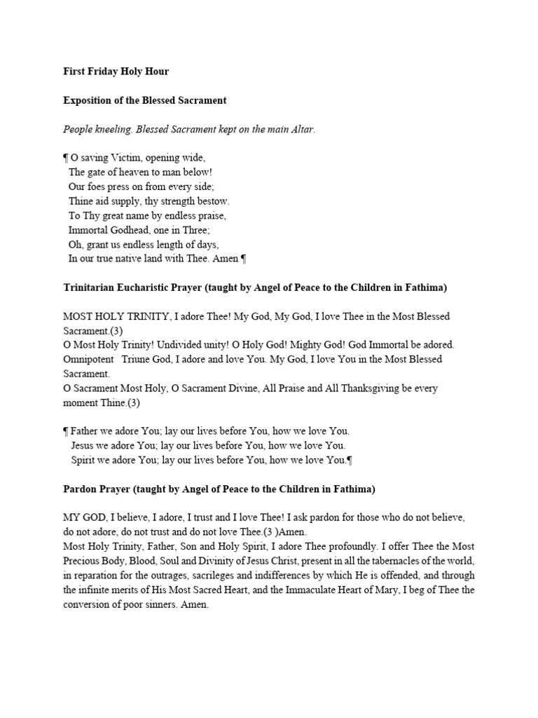 First Friday Holy Hour 1 | PDF | Eucharist | God The Father