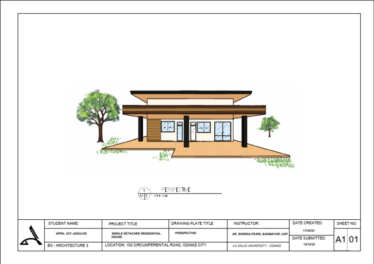 Single Detached House Perspective Drawing | PDF