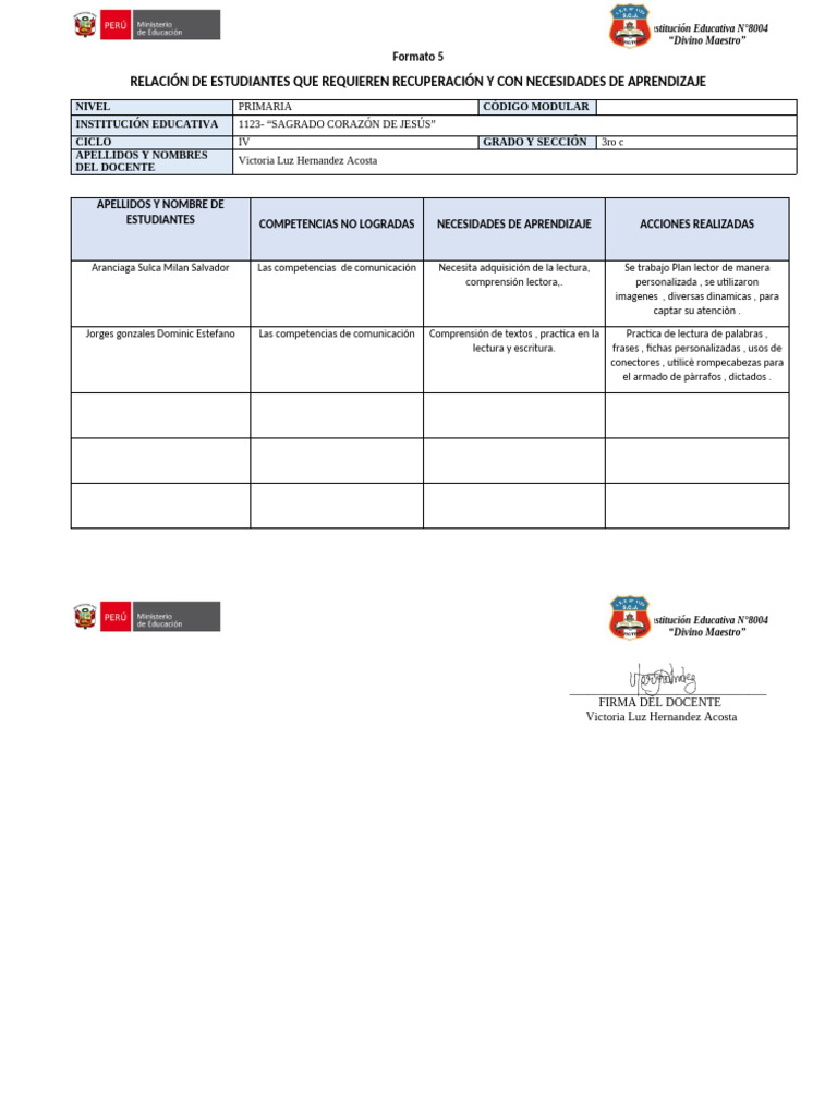 Formato 5 - Recuperac - 2024 | PDF
