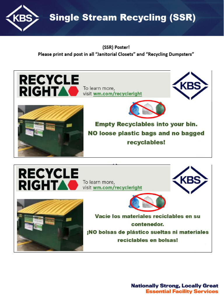 Single Stream Recycling (SSR) Flyer | PDF