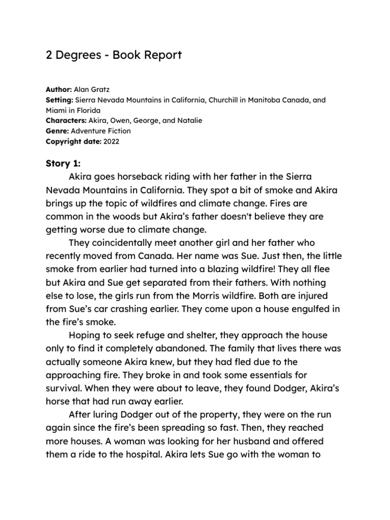 2 Degrees - Book Report | PDF