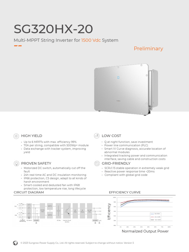 Sungrow Inverter SG320HX-20 Datasheet | PDF | Electronics | Electrical Engineering