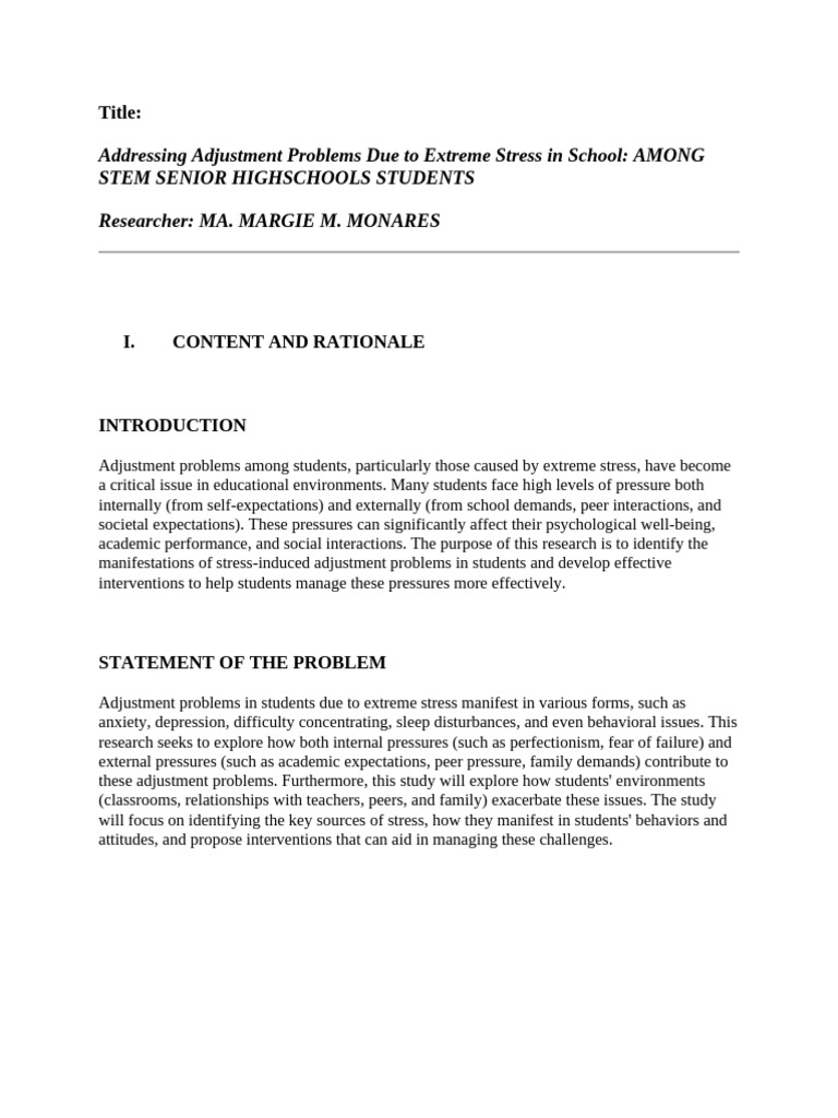 Marge Action Research | PDF | Stress (Biology) | Mental Health