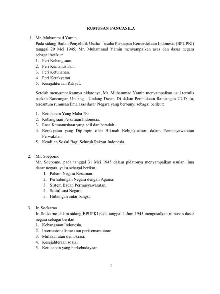 Rumusan Pancasila 2 | PDF | Politik