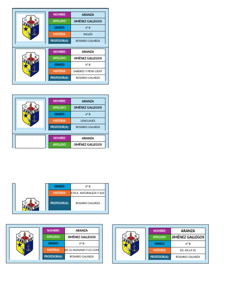 Etiquetas Libretas | PDF