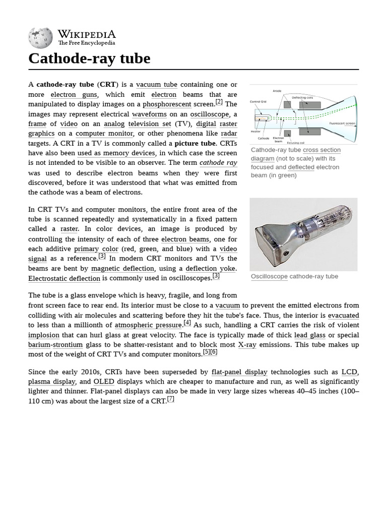 Overview of Cathode-Ray Tubes (CRTs) | PDF | Vacuum Tube | Inductor