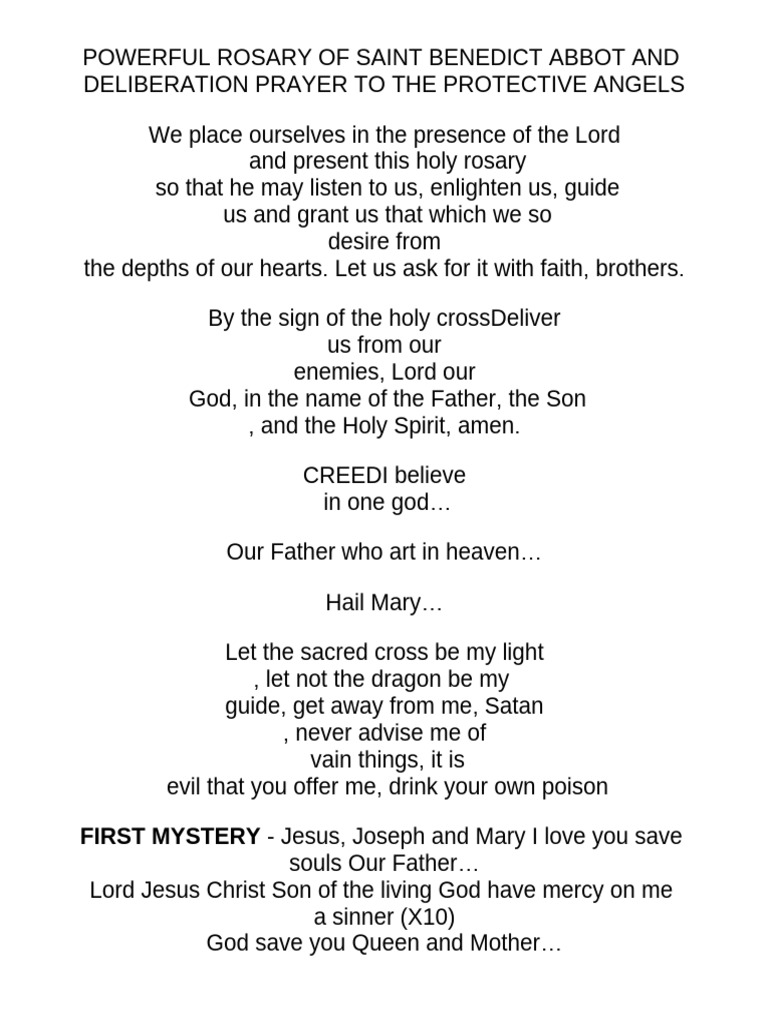 Powerful Rosary of Saint Benedict The Abbot and Prayer of Liberation To ...