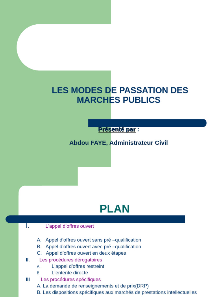 Les Modes de Passation Des Marchés Publics Sénégal | PDF