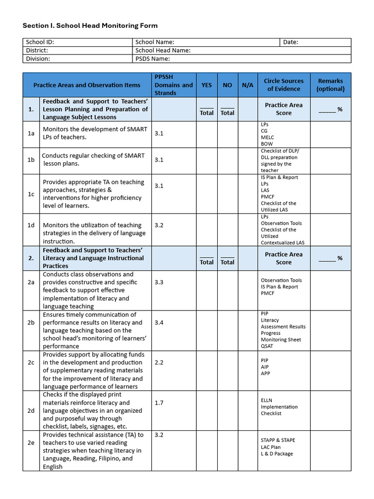 PSDS ILT Monitoring Tool | PDF | Literacy | Educational Assessment