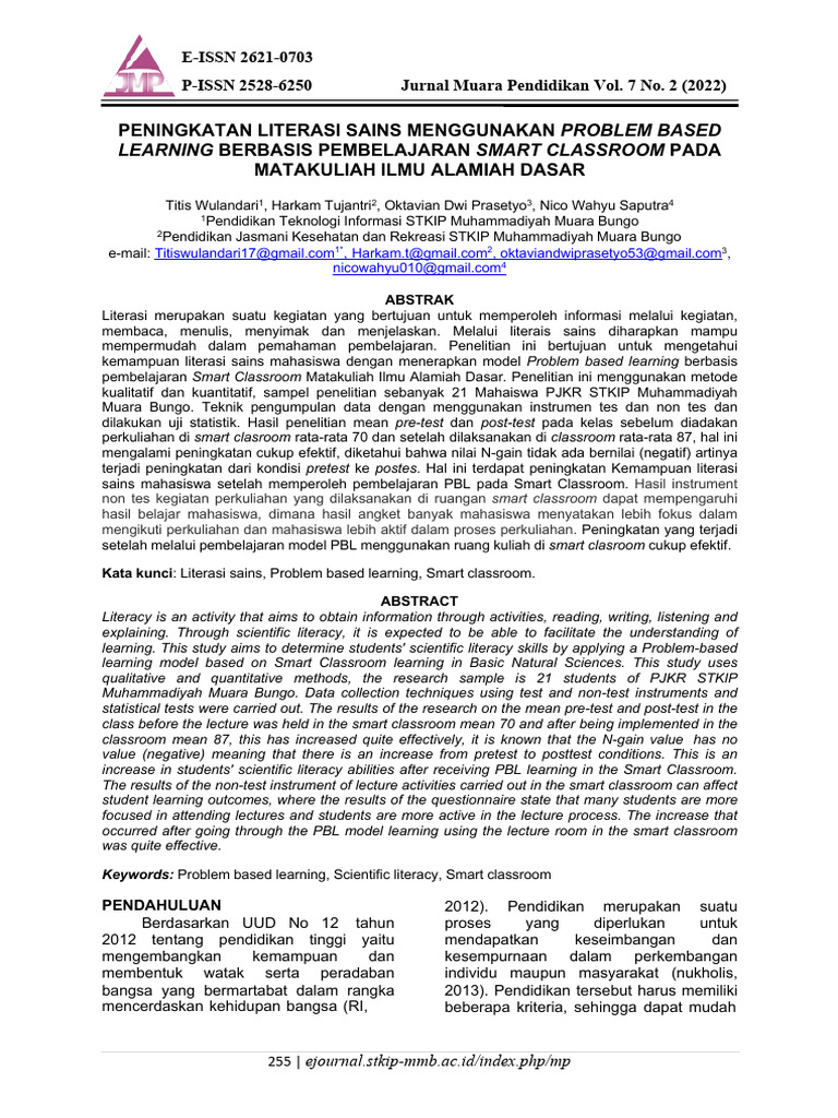 wulandari etal 2022 PBL literasi sains mahasiswa | PDF