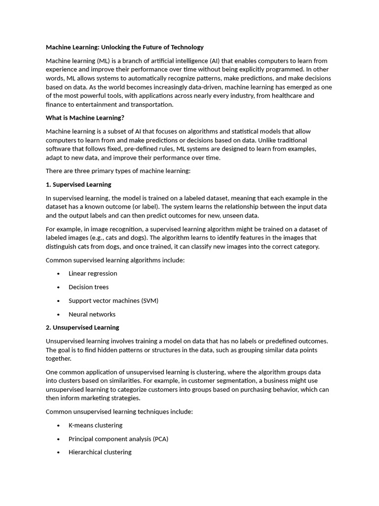 Article On Machine Learning | PDF | Machine Learning | Cognitive Science