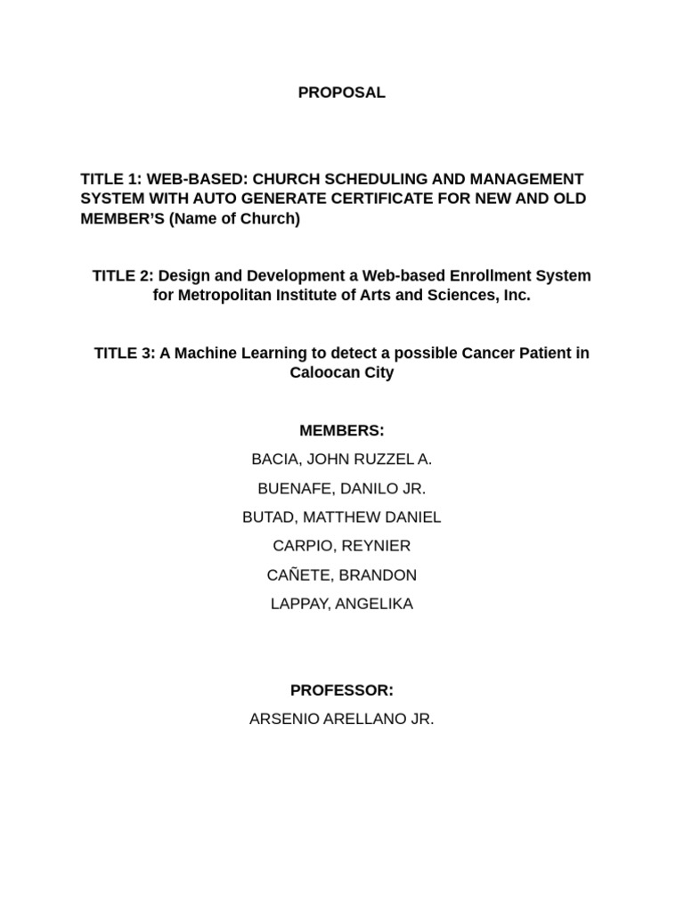 Software Engineering Title Proposal Group 1 Wednesday 6 9 PM | PDF | Usability | Machine Learning