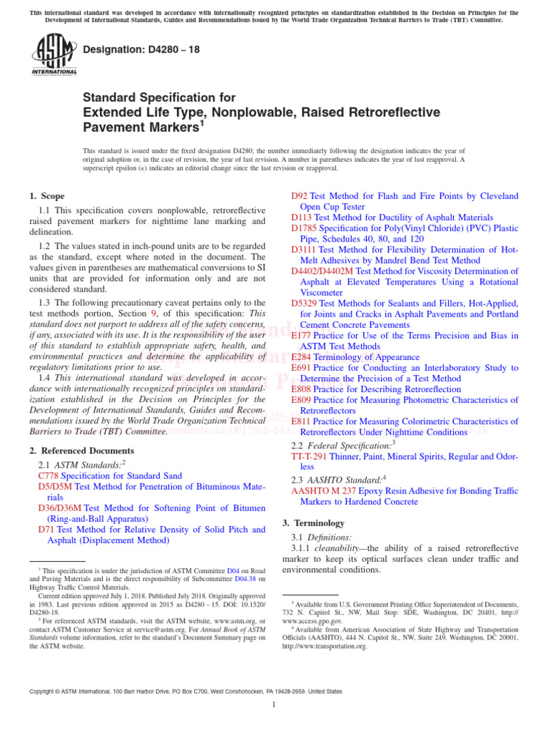 ASTM-D4280-18 | PDF | Road Surface | Accuracy And Precision