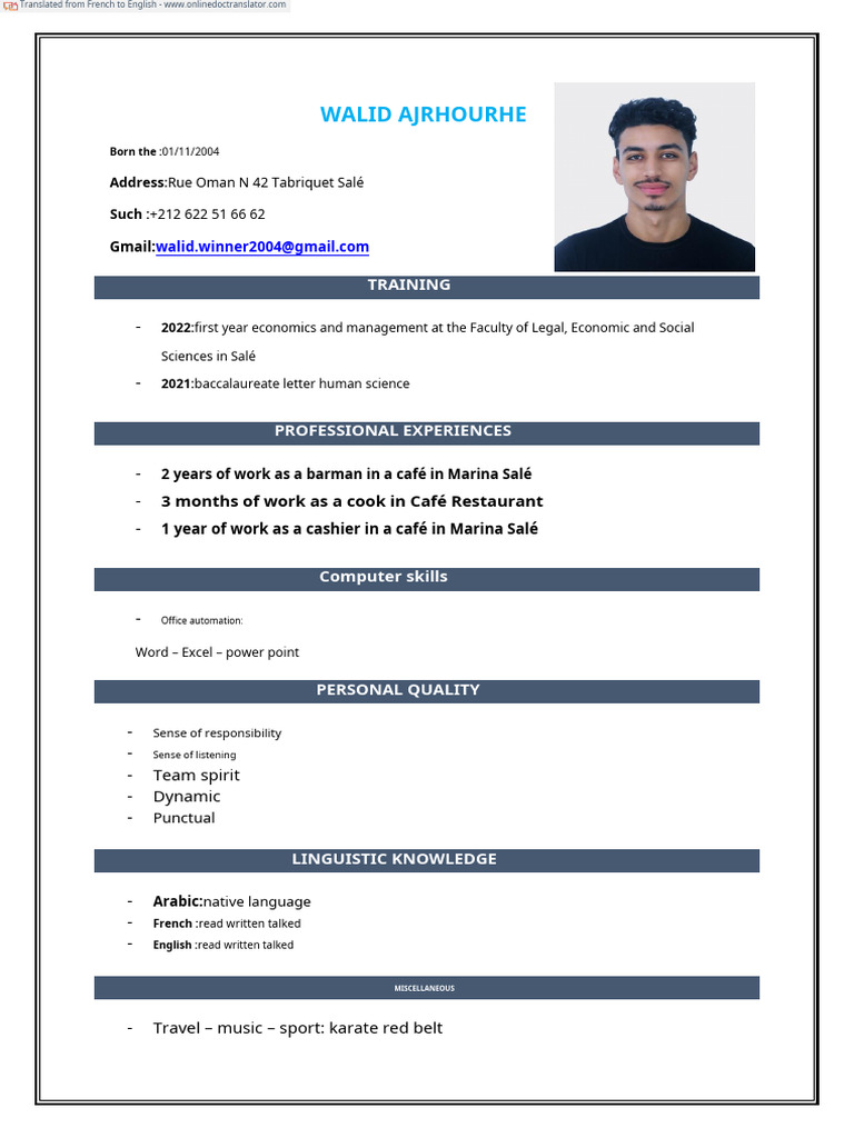 WALID AJRHOURHE CV 2024 English | PDF