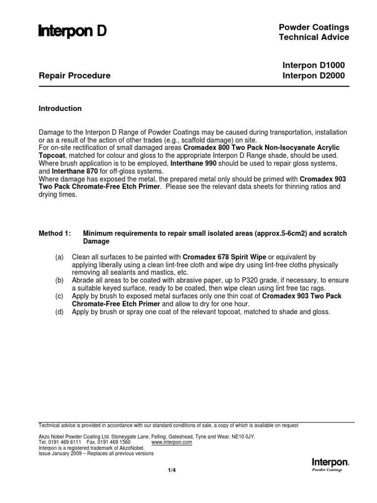 Interpon Powder Repair Procedure | PDF | Abrasive | Industries