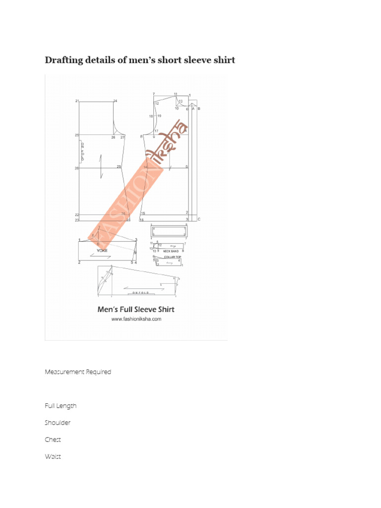 Men's Full Sleeve shirt pattern drafting_103335 | PDF | Shirt | Fashion