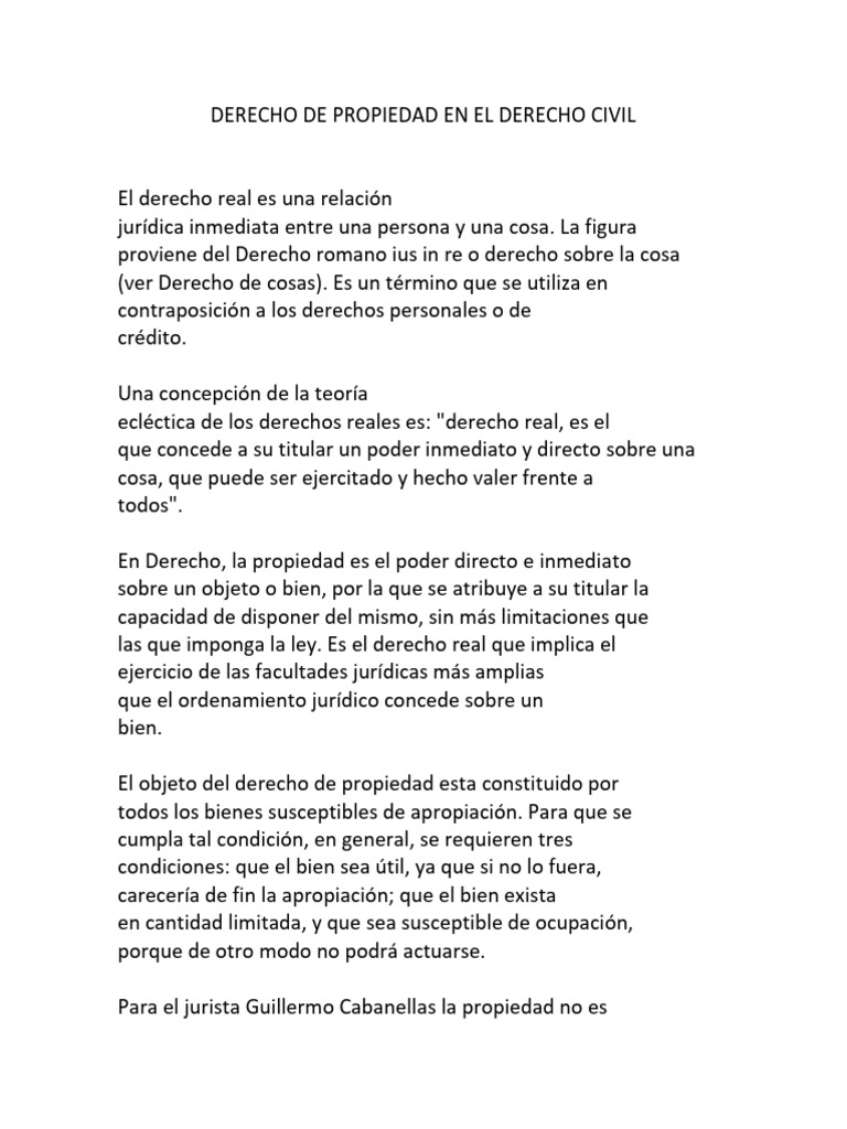Derecho de Propiedad en El Derecho Civil | PDF | Propiedad | Ley de ...