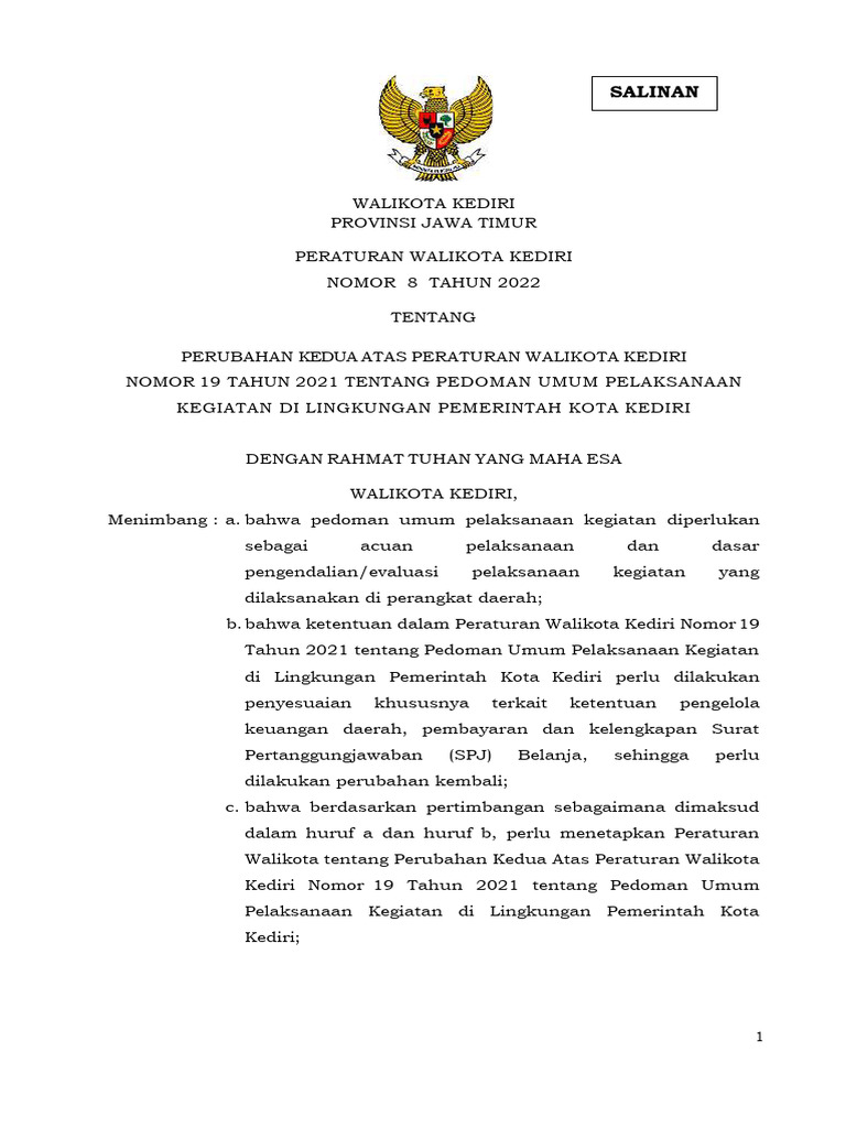 8 PERWAL Perubahan Kedua Pedum 2021 | PDF