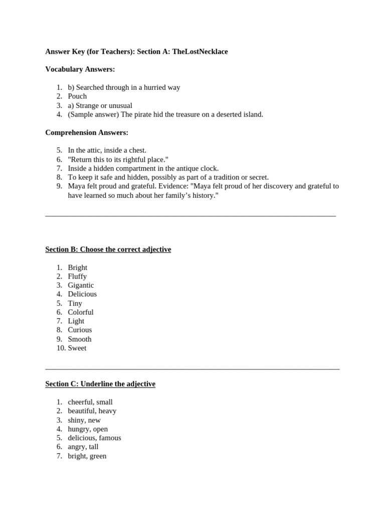 Answer Key English Practice Test 2 | PDF