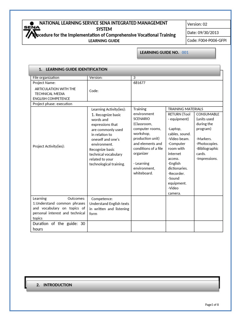 Learning Guide SENA English | PDF | Learning | Noun