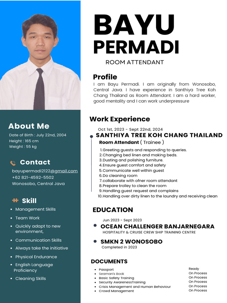 CV Housekeeping - Bayu Permadi | PDF