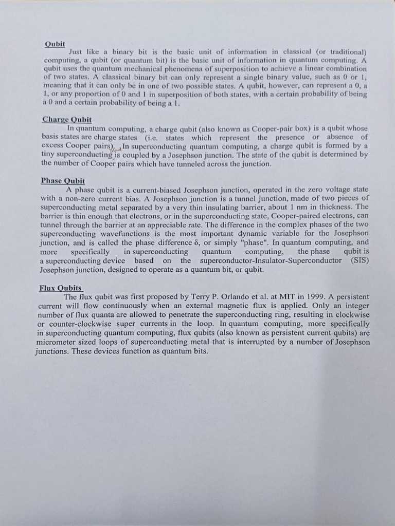 Application of Superconductivity __ Qubit | PDF