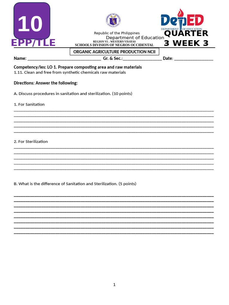 Q3W3 - ELS -LAS EPP_TLE-GRADE 10 OAP | PDF | Waste Management