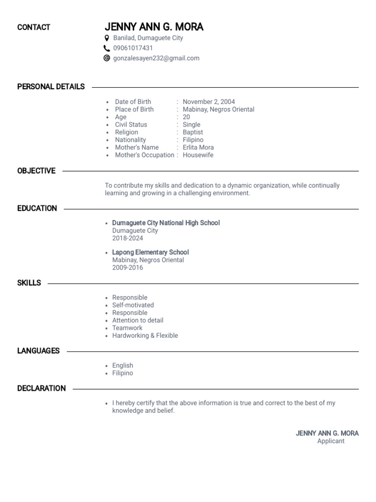 Jenny Ann G. Mora - Resume | PDF