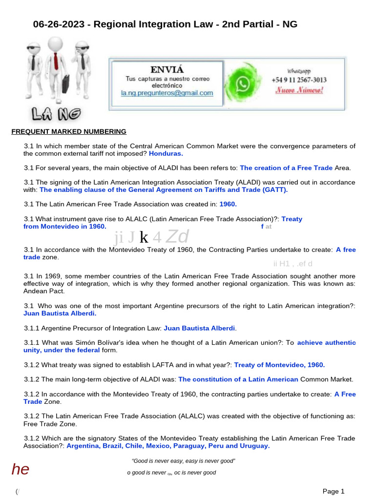 26-06-2023 - Regional Integration Law - 2nd Partial Exam - NG-1 | PDF ...