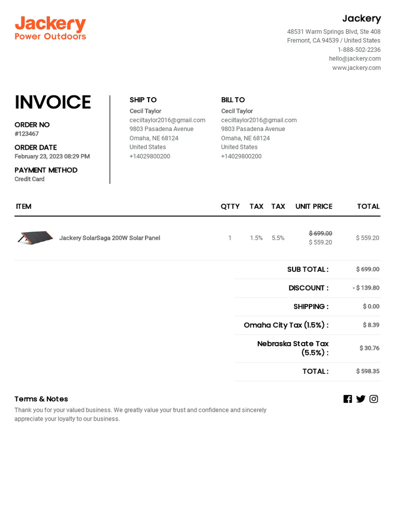 Invoice 123467 Pdf Payments Money