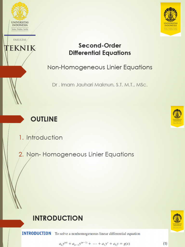 Non-Homogenour Second Order | PDF | Applied Mathematics | Algebra