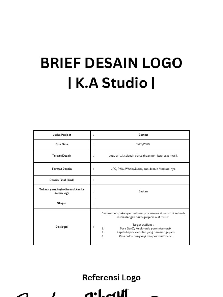 BRIEF DESAIN LOGO K.A Studio | PDF