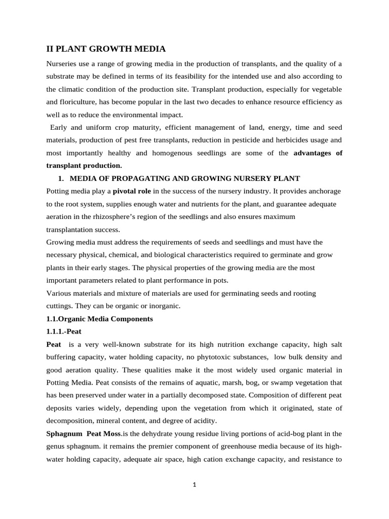 Essential Plant Growth Media for Nurseries | PDF | Compost | Soil