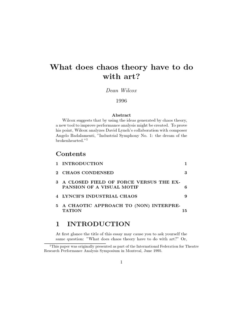 Wilcox, Dean - 1996 - What Does Chaos Theory Have To Do With Art | PDF ...