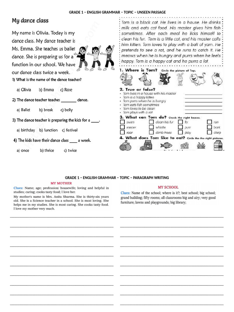 Grade 1 Paragraph Writing Guide | PDF