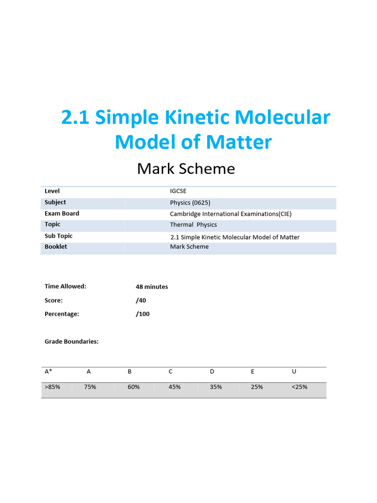 2.1_-_simple_kinetic_molecular_model_of_matter__-_cie_igcse_physics_ms | PDF