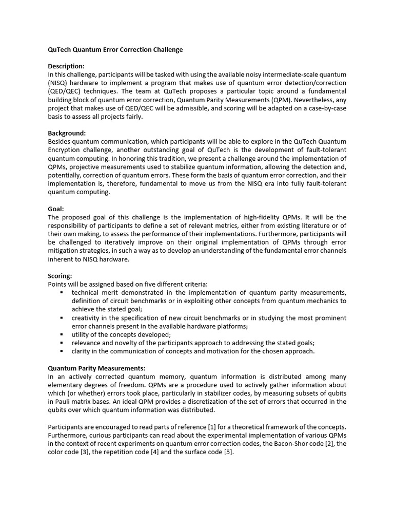 QuTech Quantum Error Correction Challenge | PDF | Physics | Computer Science