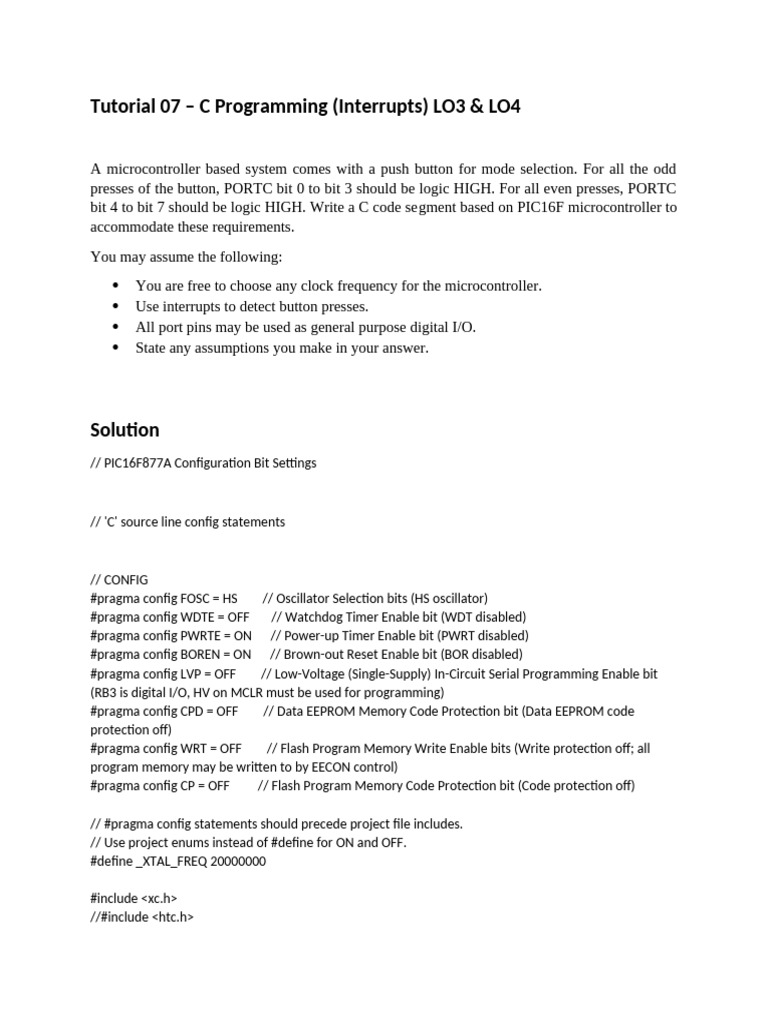Tutorial 08_C Interrupts (LO3 & LO4) | PDF | Digital Electronics | Computer Hardware