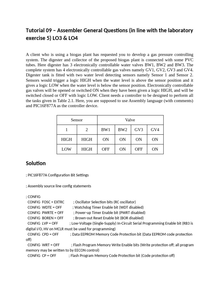 Tutorial 09_Assembler General Questions (LO3 & LO4) | PDF | Computer Hardware | Electrical ...