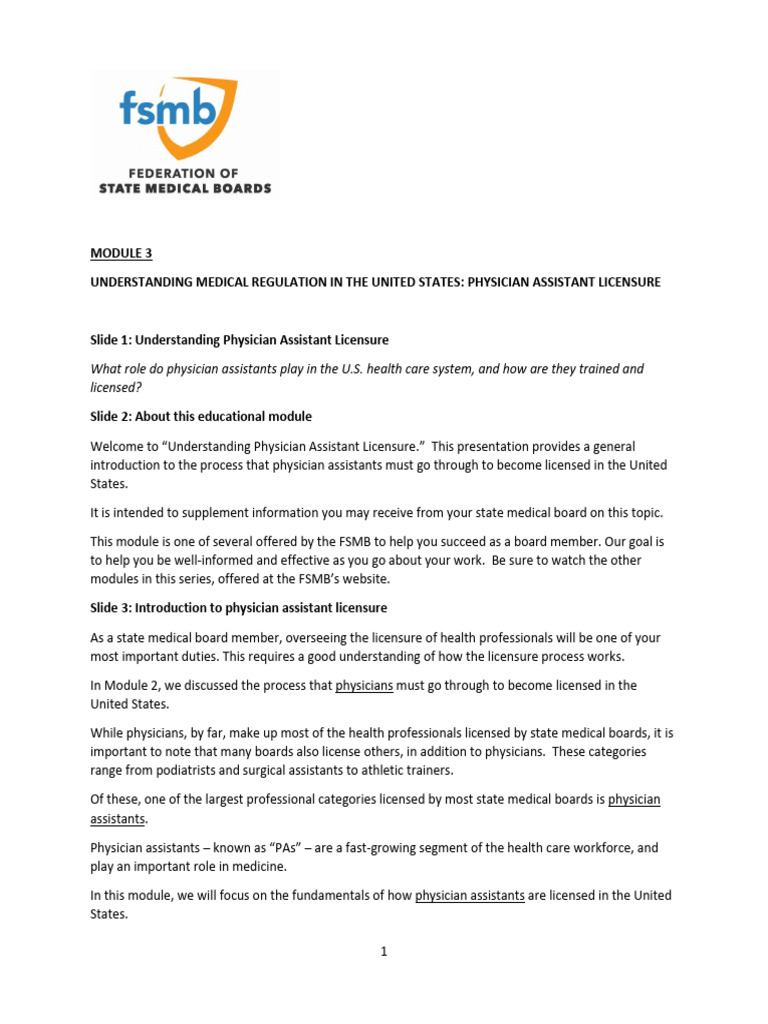 Best Module Transcript Understanding Physician Assistant Licensure ...